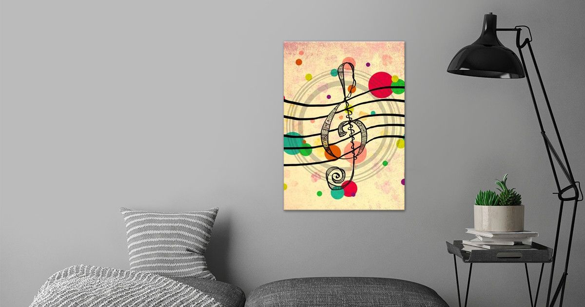 'Hand drawn Treble Clef, patterned design within, multic ... ' Poster ...