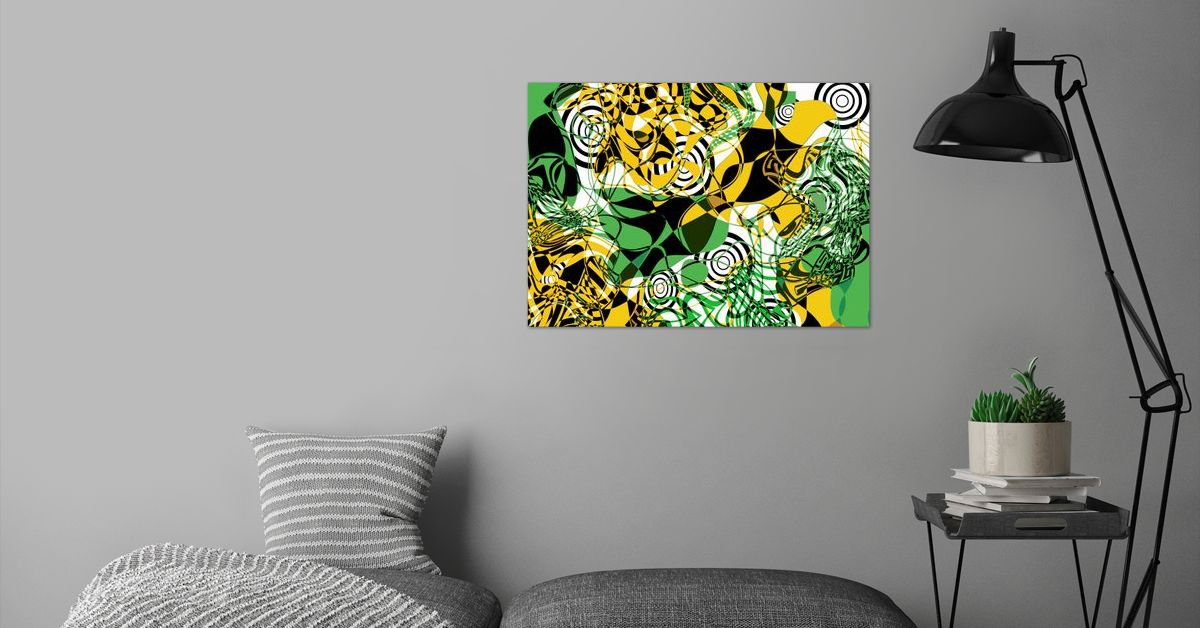 'abstract yellow green with circles' Poster by Roswitha Lorz | Displate