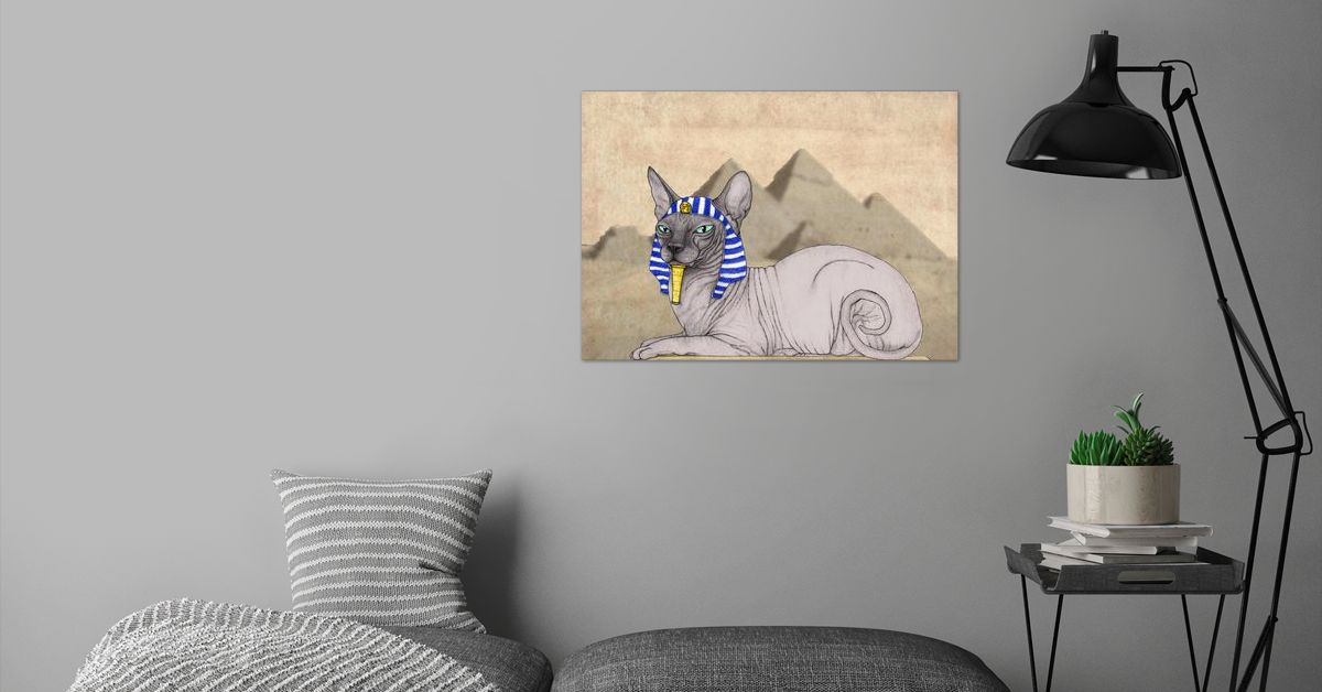'Sphynx Cat With Pyramids Of Giza.' Poster by Barruf ... | Displate