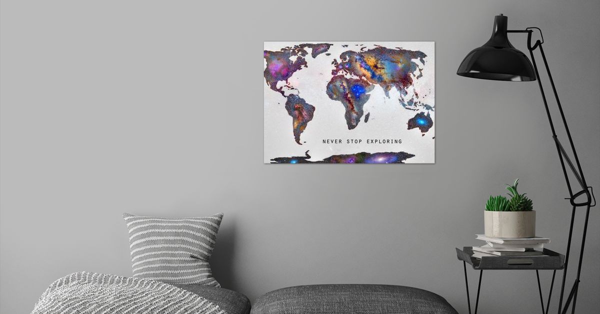 '"Star map. Never stop exploring...II". World map.' Poster by Guido ...