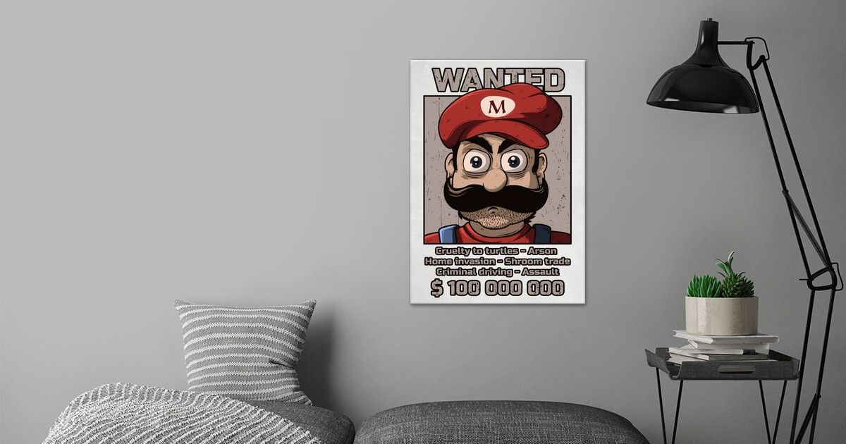 'Wanted Mario' Poster by LeDuc Olivier | Displate