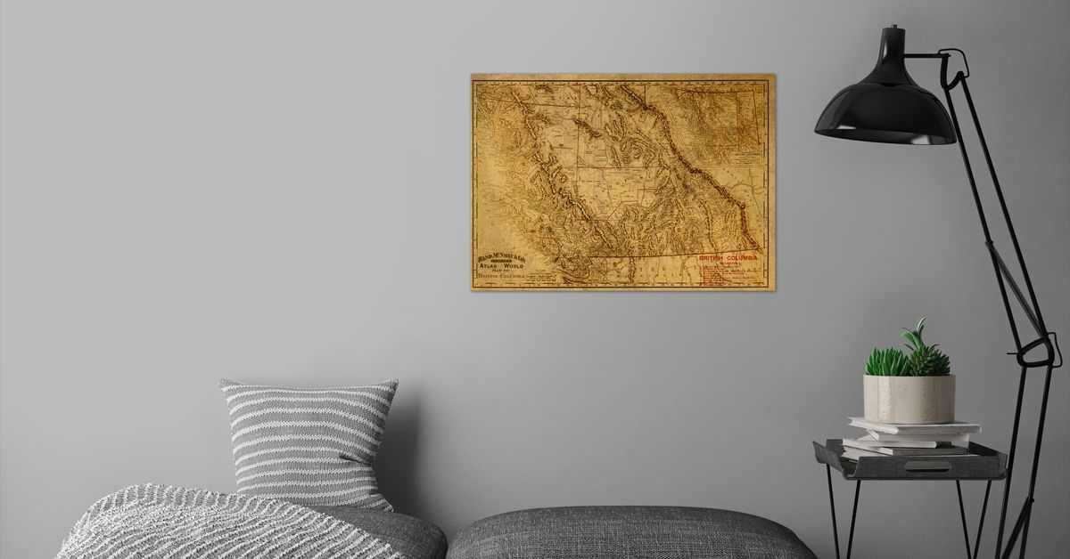 'Vintage Map BC Canada' Poster by Design Turnpike | Displate