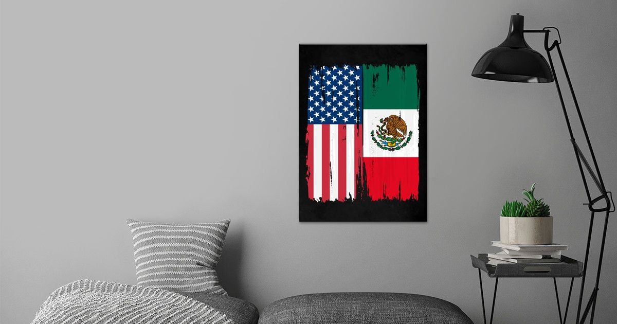 'USA Mexico Split Flag' Poster by Christian Strang | Displate
