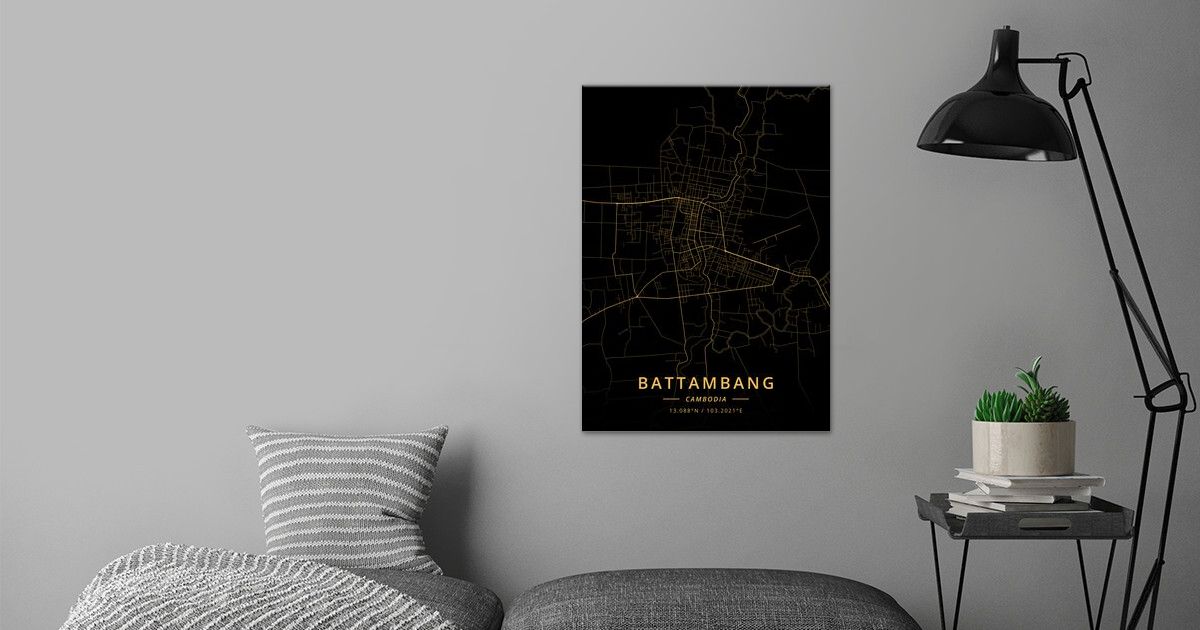 'Battambang Cambodia' Poster by Designer Map Art | Displate