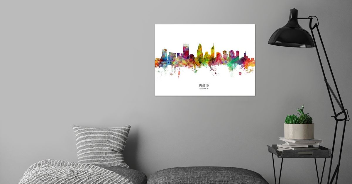 'Perth Australia Skyline' Poster by Michael Tompsett | Displate