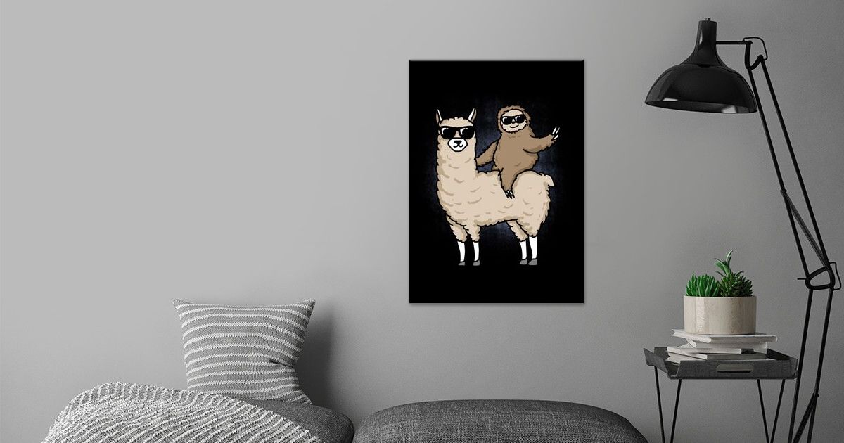 'Sloth Riding Llama' Poster by Giovanni Poccatutte | Displate
