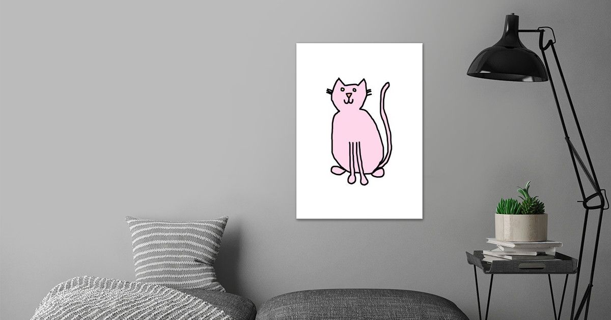 'Pink Cat' Poster by ellenhenryart | Displate
