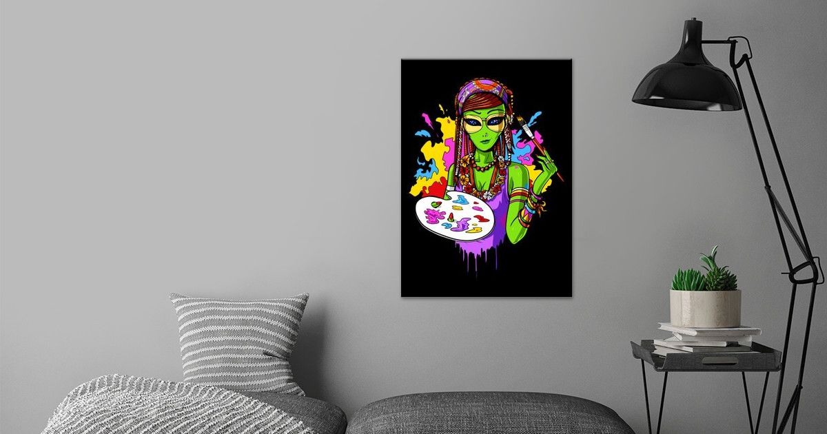 'Hippie Alien Painting Art' Poster by Psychonautica | Displate