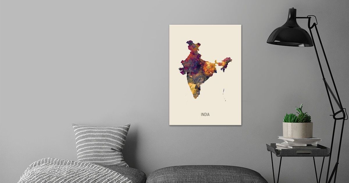 'India Map' Poster by Michael Tompsett | Displate