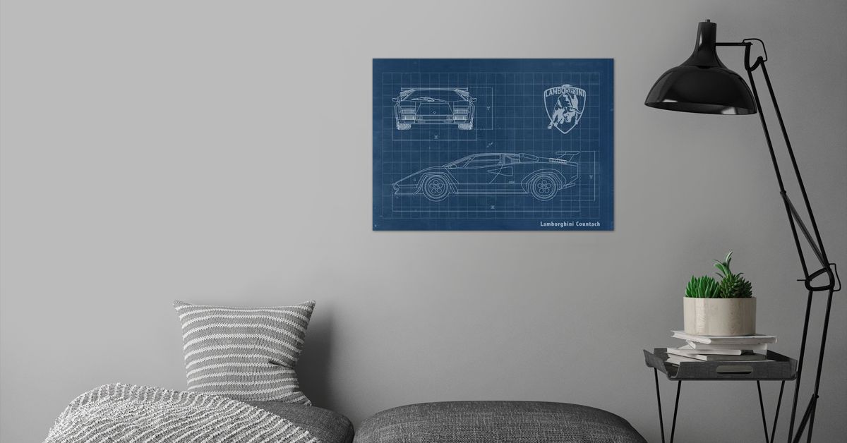 'Lambo Countach Blueprint' Poster by Paul Solis | Displate