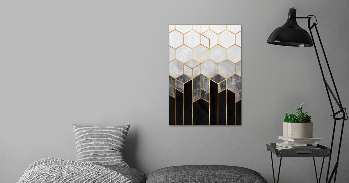 'Charcoal Hexagons' Poster by Elisabeth Fredriksson | Displate