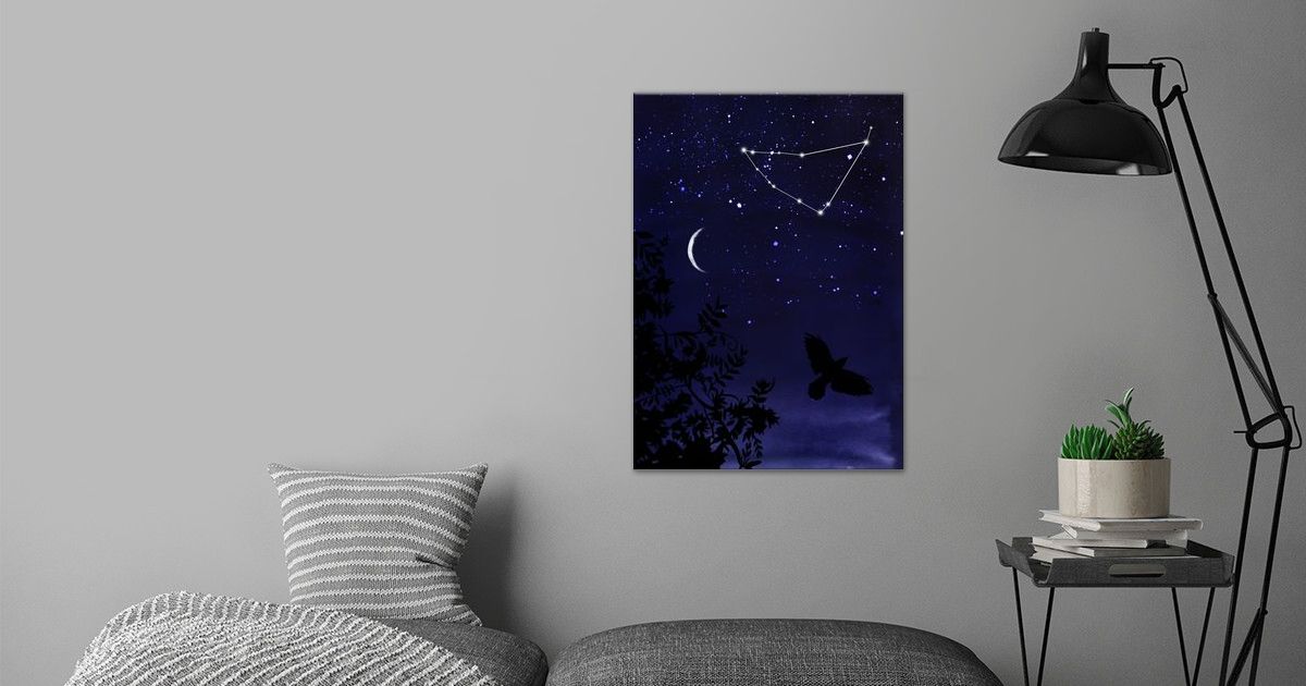 'Starry Night and Moon' Poster by Moon Calendar Studio | Displate