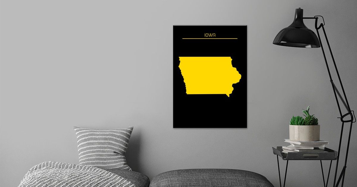 'Iowa Map Gold' Poster by Zero Nine | Displate