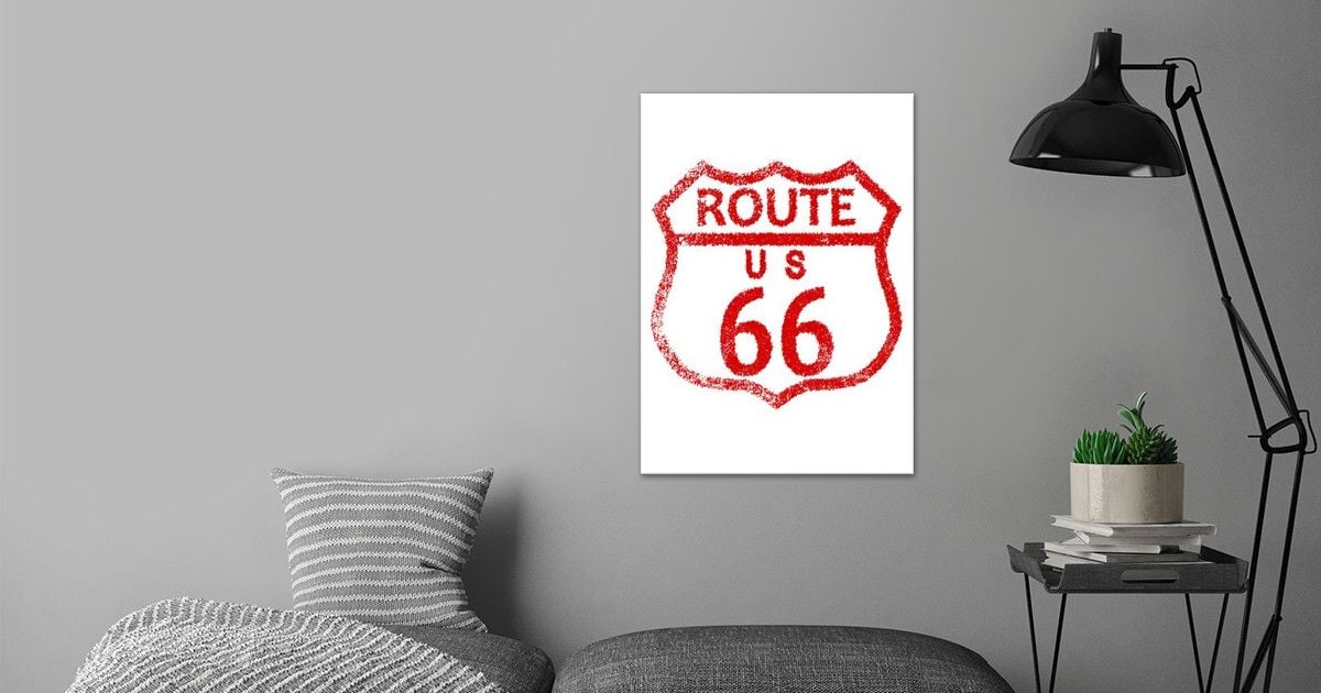'Route 66 Stamp' Poster by HomeStead Digital | Displate