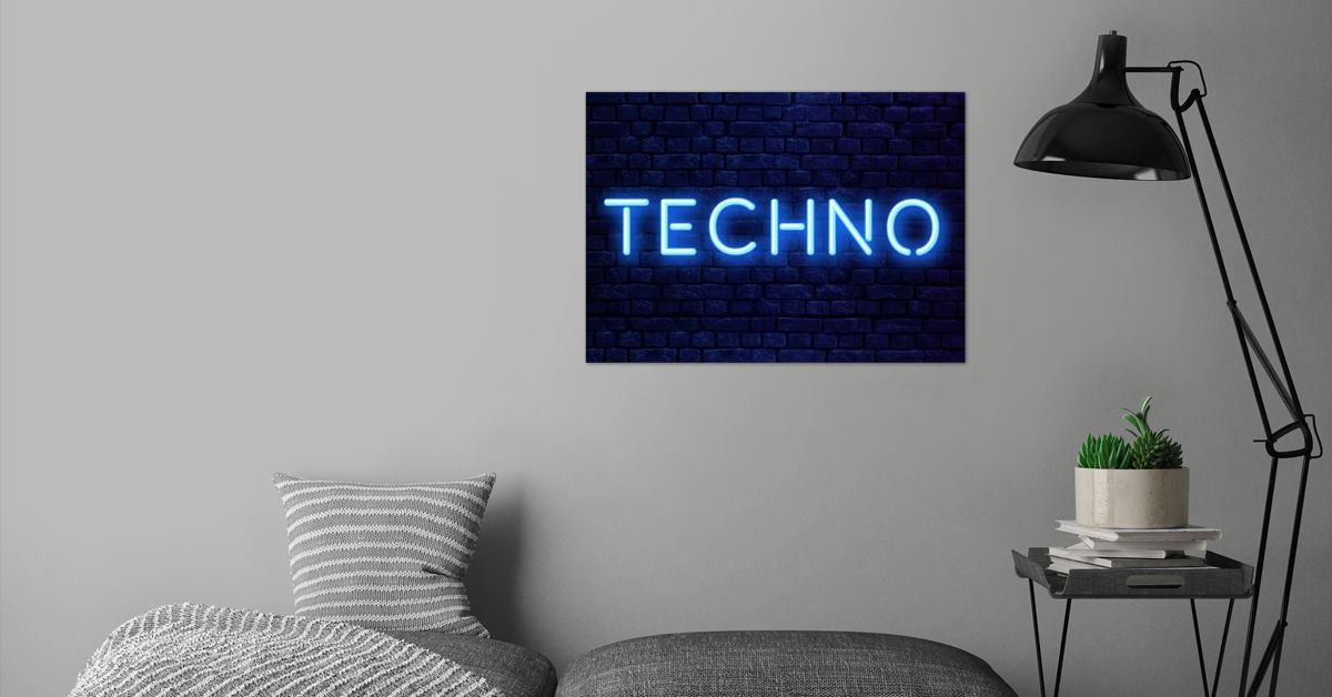 'Techno Music Blue Neon' Poster by Steven | Displate