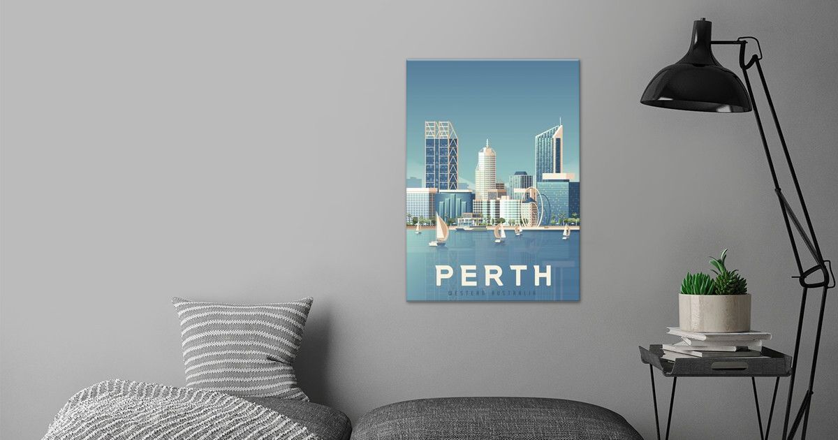 'Perth Travel Poster' Poster by Olahoop Travel Posters | Displate