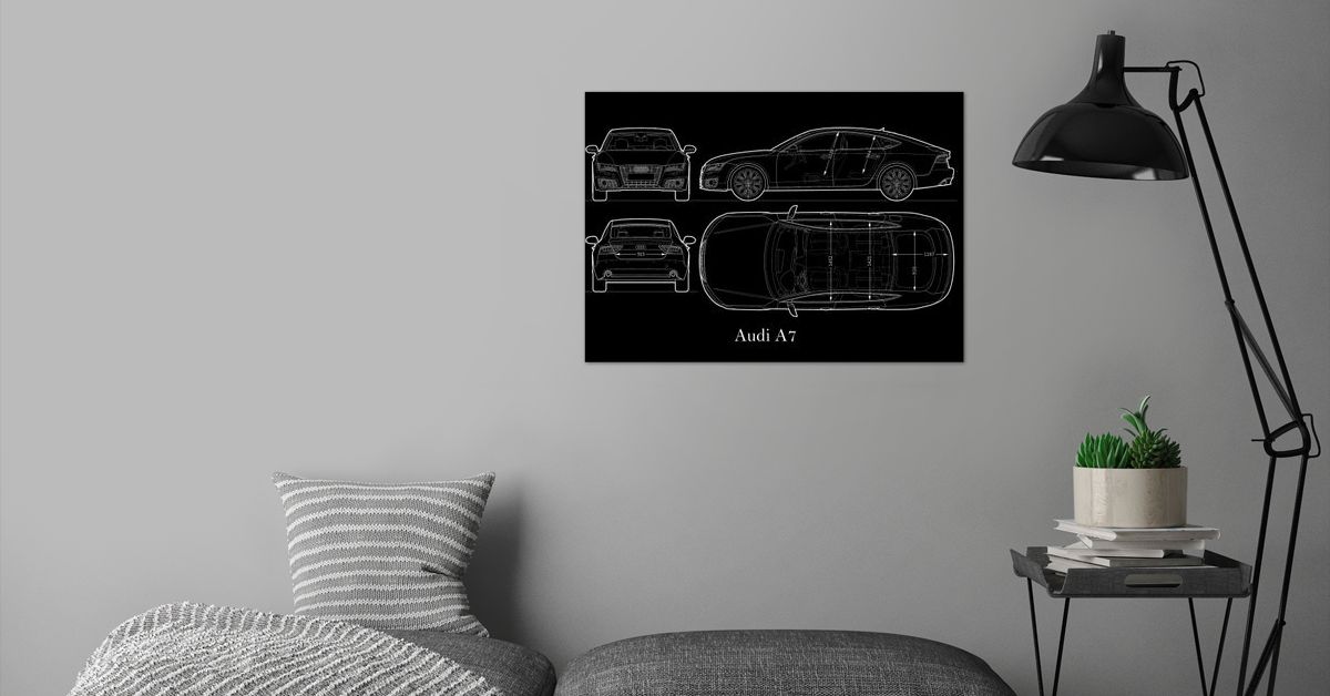 'Audi A7 2010 Blueprint' Poster by B & W Arts | Displate