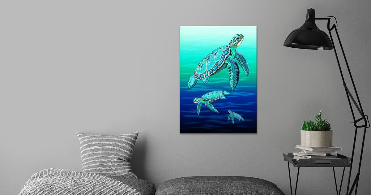 'Sea Turtle Turquoise Ocean' Poster by Bluedarkat Lem | Displate