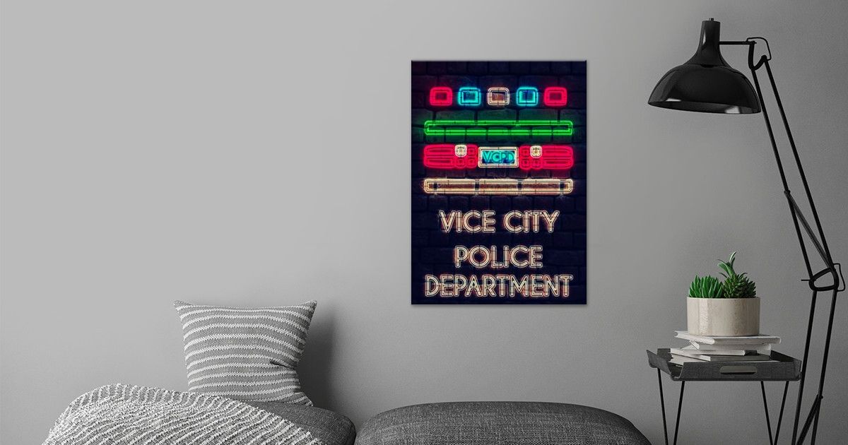 'Vice City Police Neon Sign' Poster by Don Shop | Displate