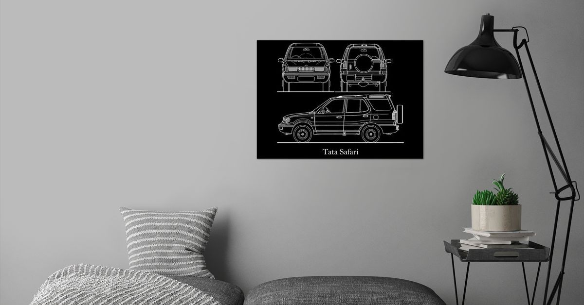 'Tata Safari 2010 Blueprint' Poster by B & W Arts | Displate