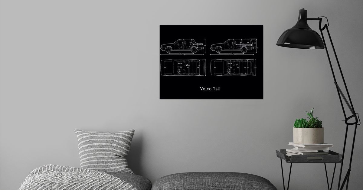 'Volvo 740 Blueprint' Poster by B & W Arts | Displate