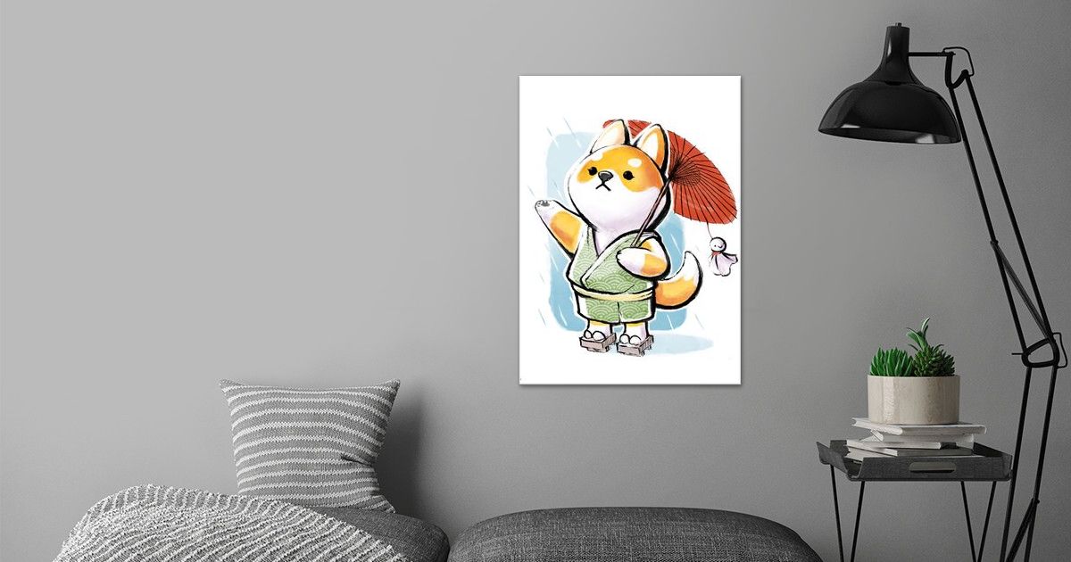 'Shiba Inu Rain ' Poster by Blanca Vidal | Displate
