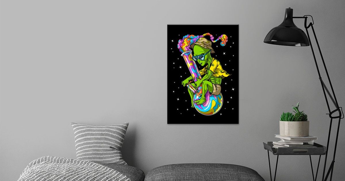 'Trippy Cannabis Alien' Poster by Psychonautica | Displate