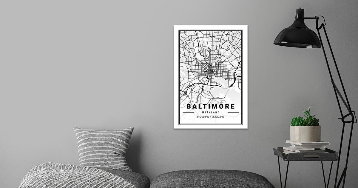 'Baltimore Light Map' Poster by Tien Stencil | Displate