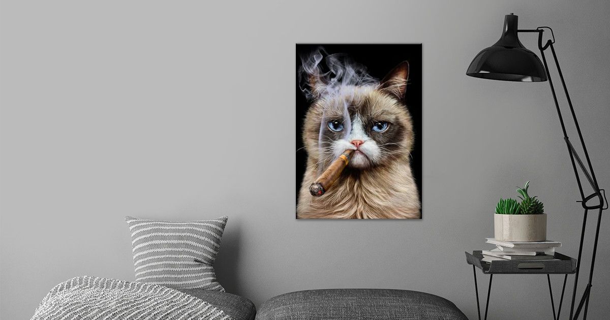 'Disgruntle Cat with Cigar' Poster by Fox Republic | Displate