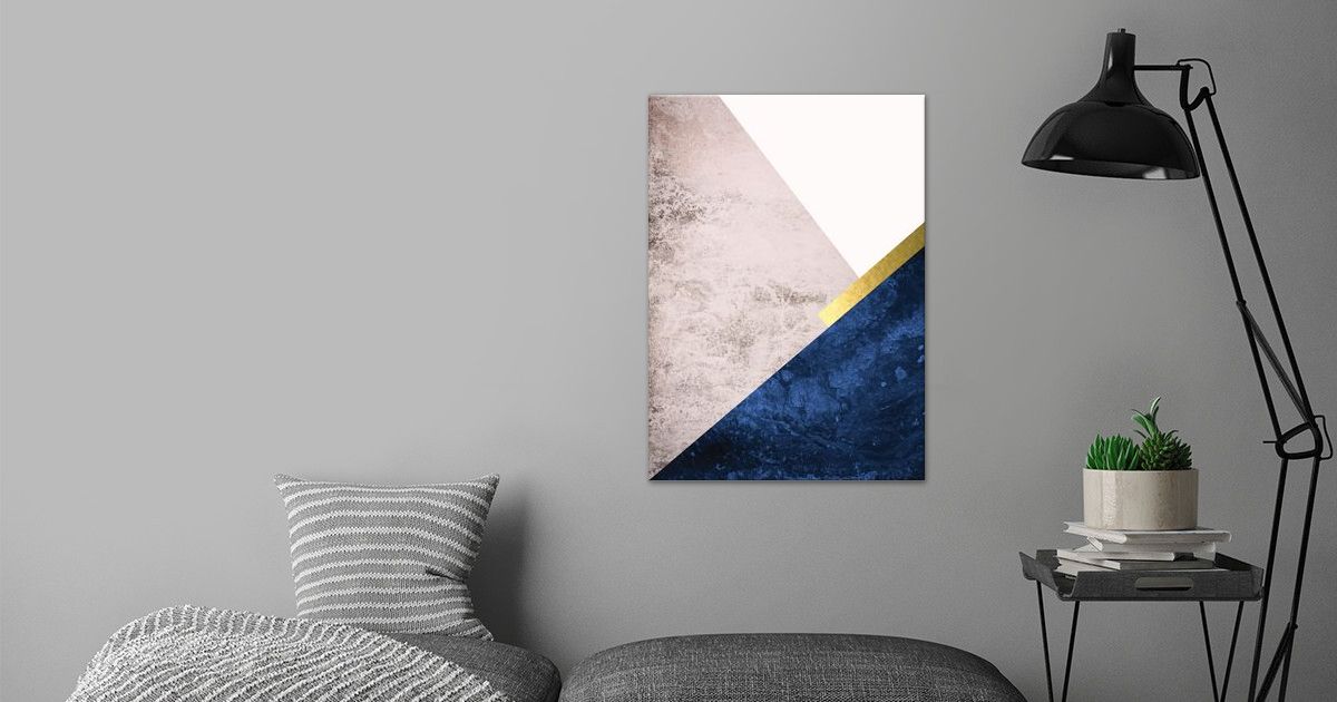 'Pink Navy Gold Mountains' Poster by Urban Epiphany | Displate