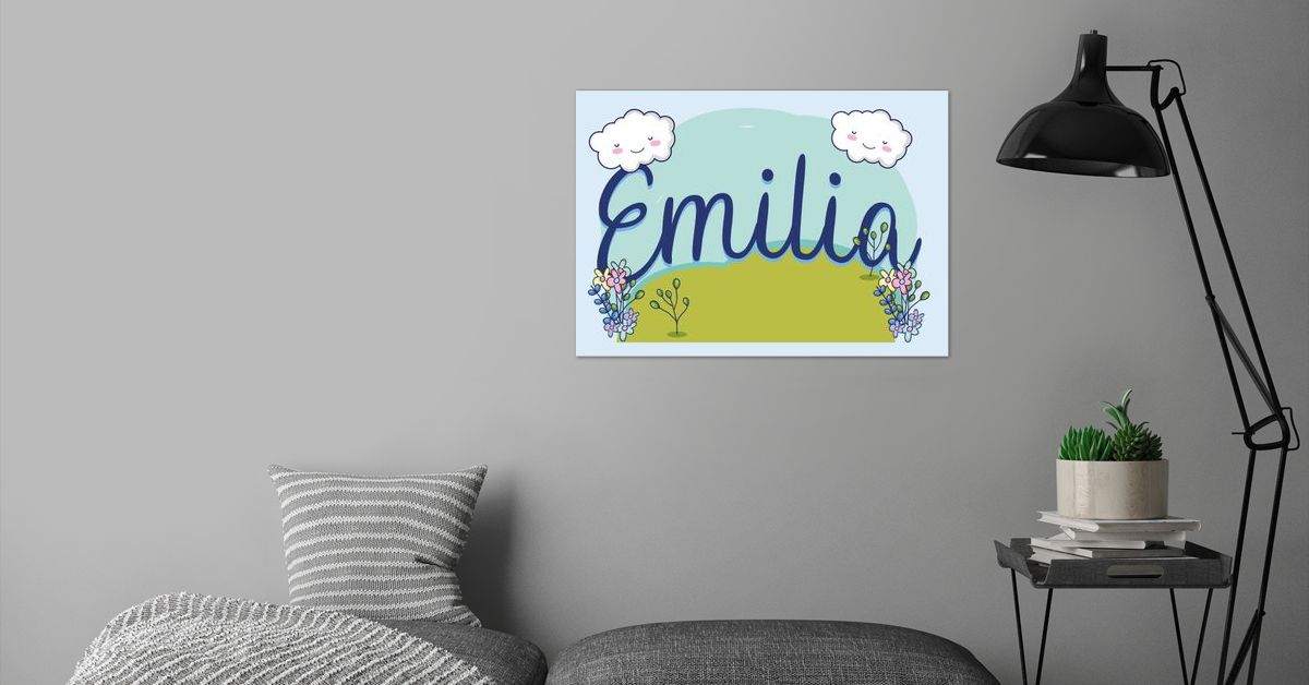 'EMILIA Baby Name Sign Gift' Poster by Ingo Helmet | Displate