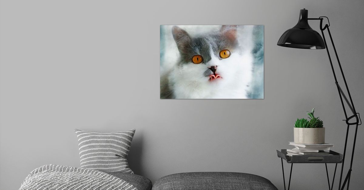 'Cute grey cat watercolor' Poster by SpecialArts | Displate