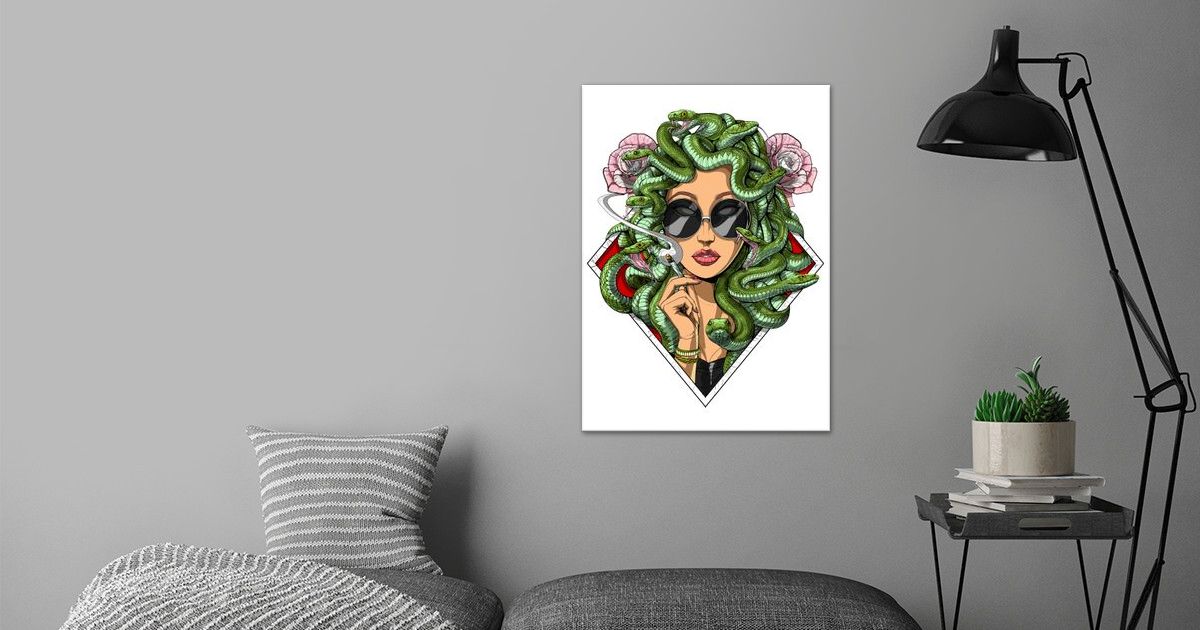 'Medusa Hippie Smoking Weed' Poster by Psychonautica | Displate