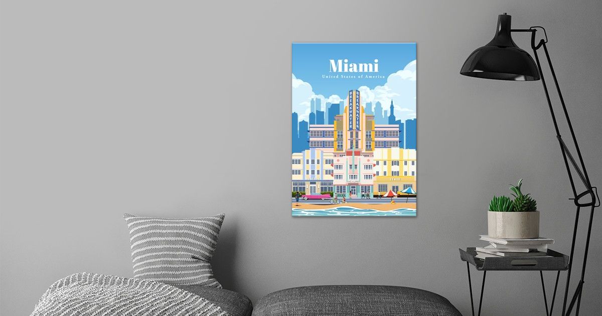 'Travel to Miami' Poster by Studio 324 | Displate
