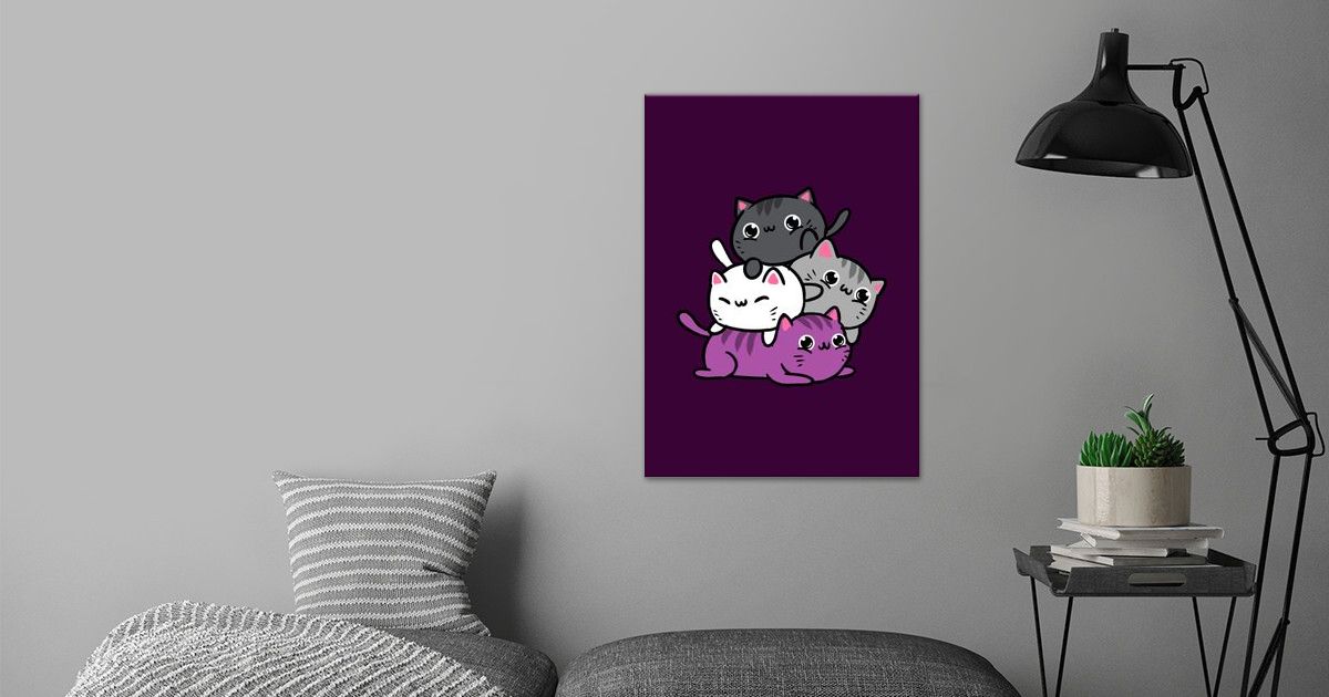 'Asexual Cat Pile' Poster by queerappear | Displate