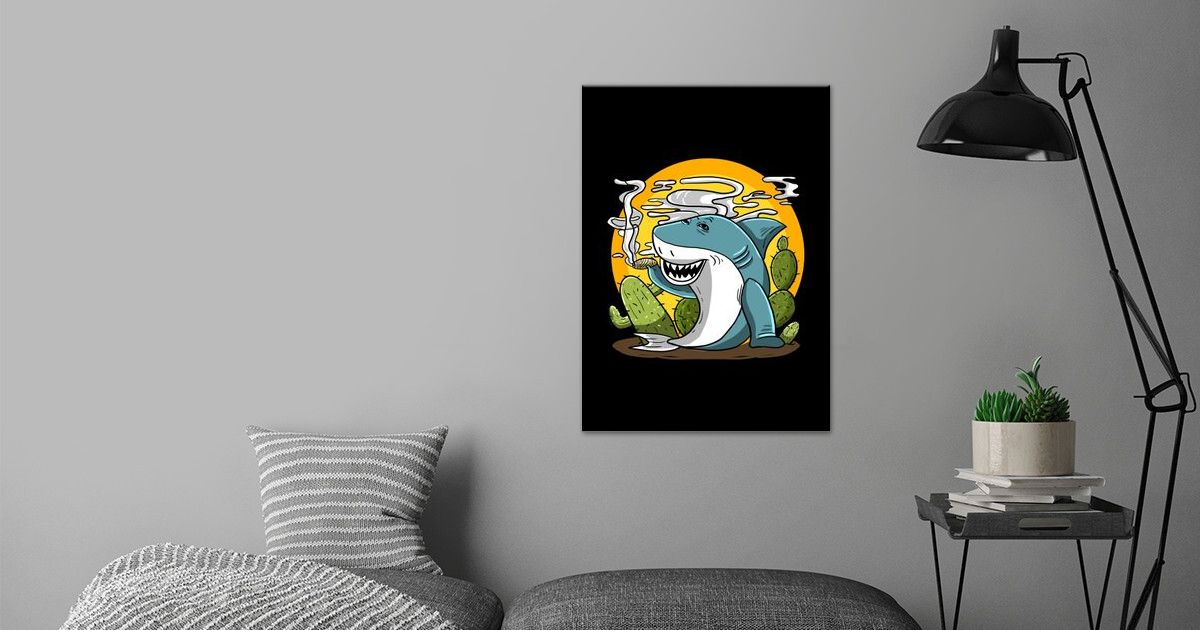 'Shark Smoking Weed Cacti' Poster by BoredKoalas | Displate