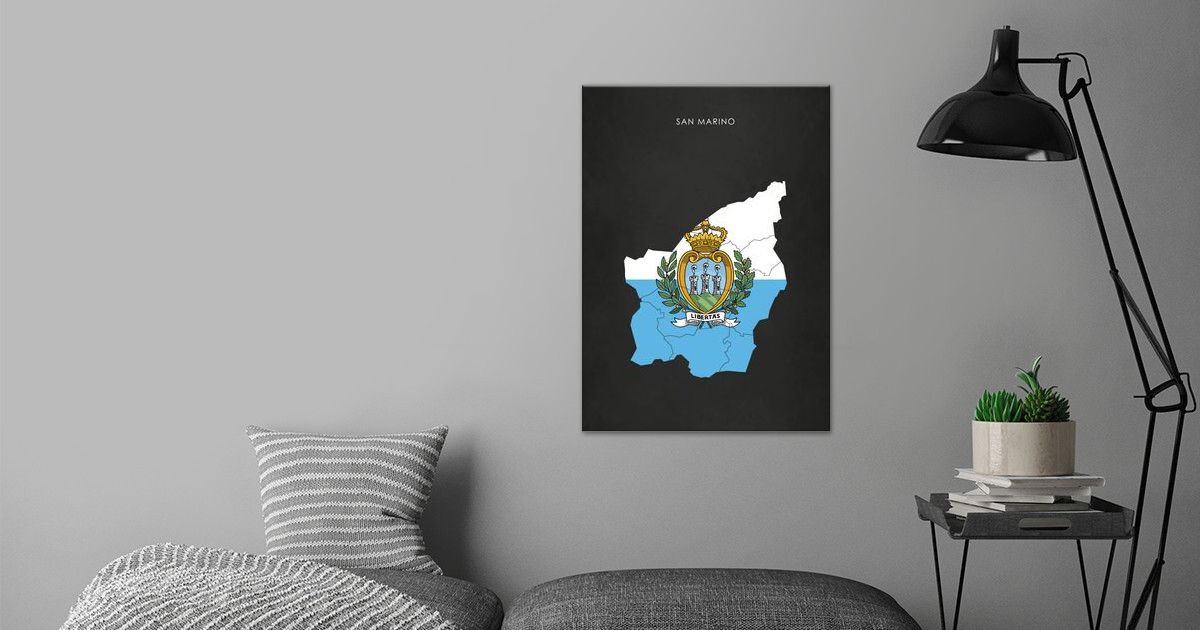 'San Marino Flag Map' Poster by Alo | Displate