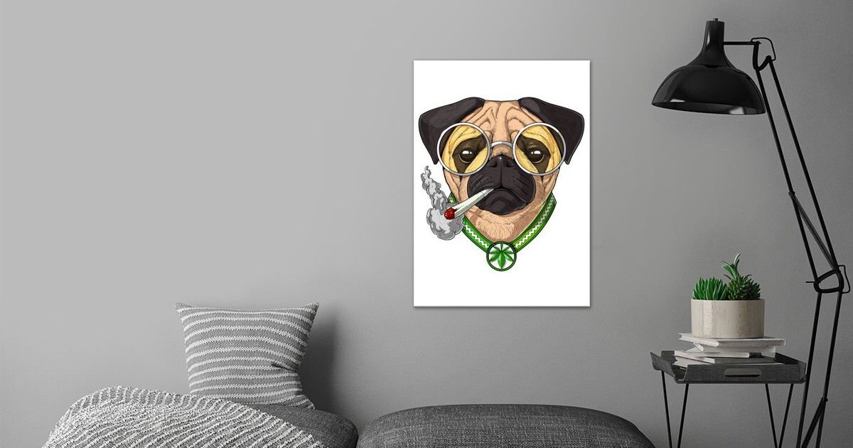 'Pug Dog Smoking Weed' Poster by Psychonautica | Displate