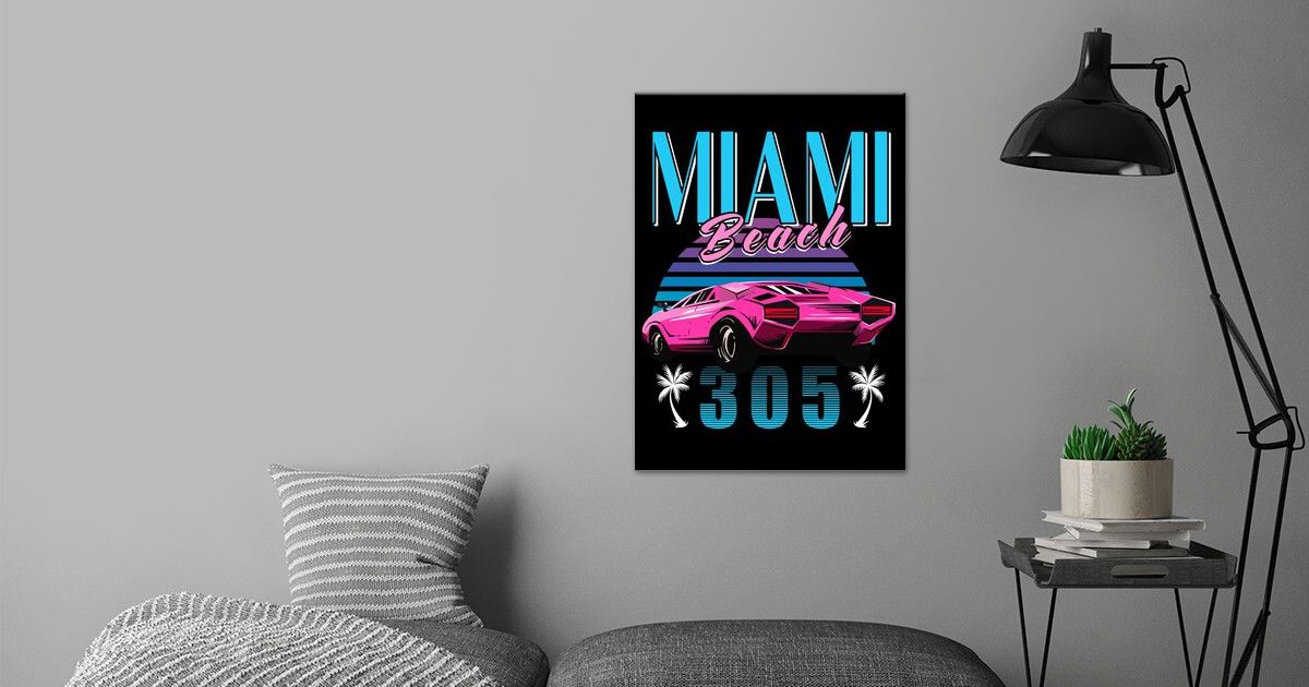 'Retro Miami Florida 305' Poster by Foxxy Merch | Displate