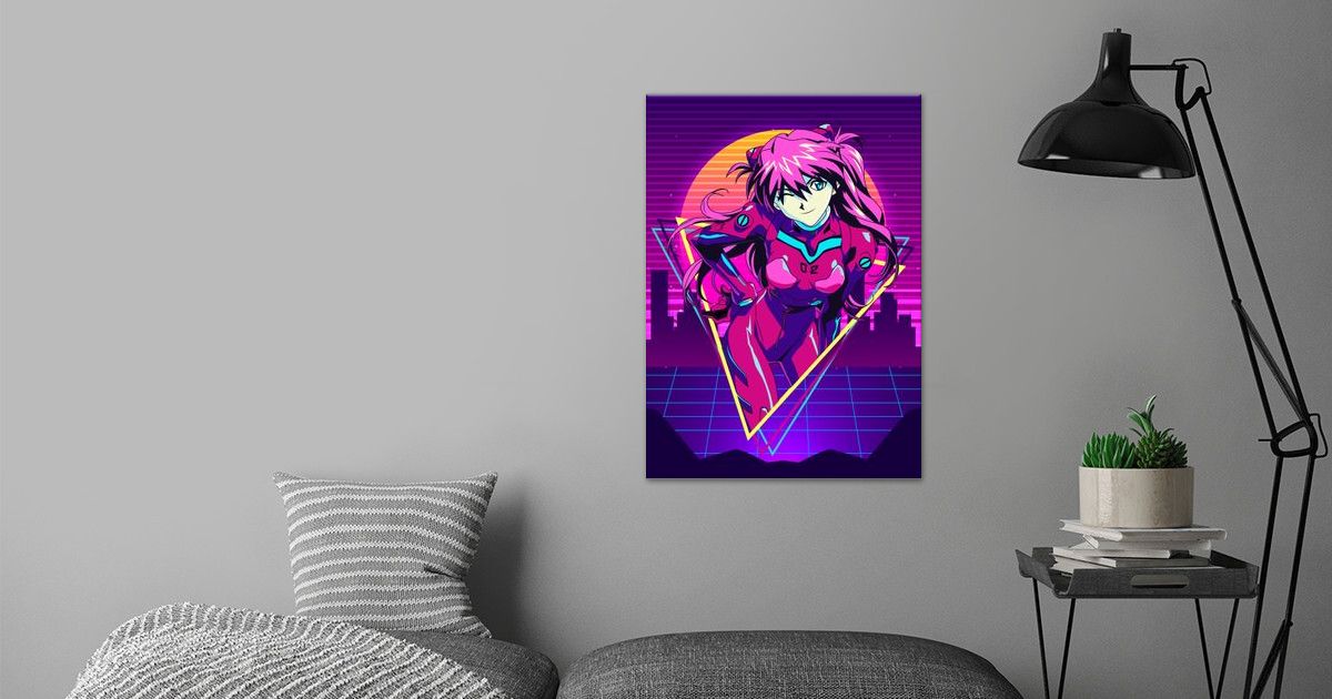 'Evangelion Asuka 80s' Poster by Mounier Wanjak | Displate