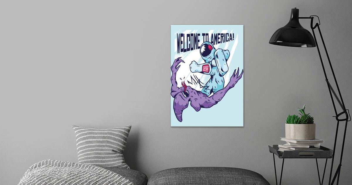 'ASTRONAUT PUNCHING ALIEN' Poster by Bombdesign | Displate