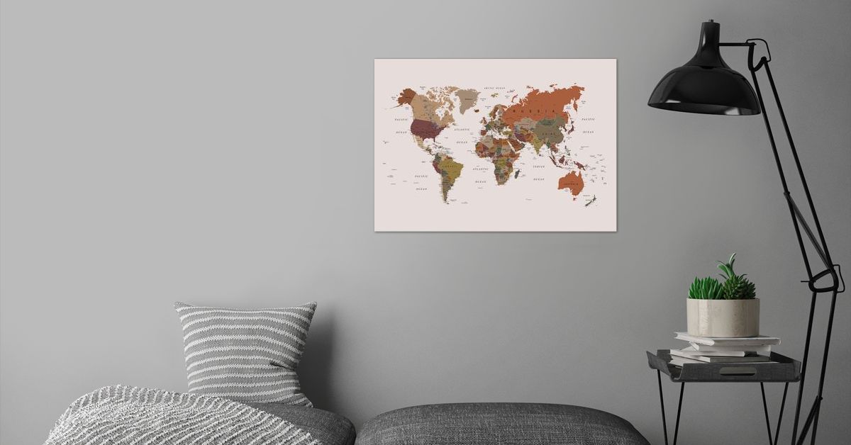 'World Map Earthy Tones' Poster by Urban Epiphany | Displate