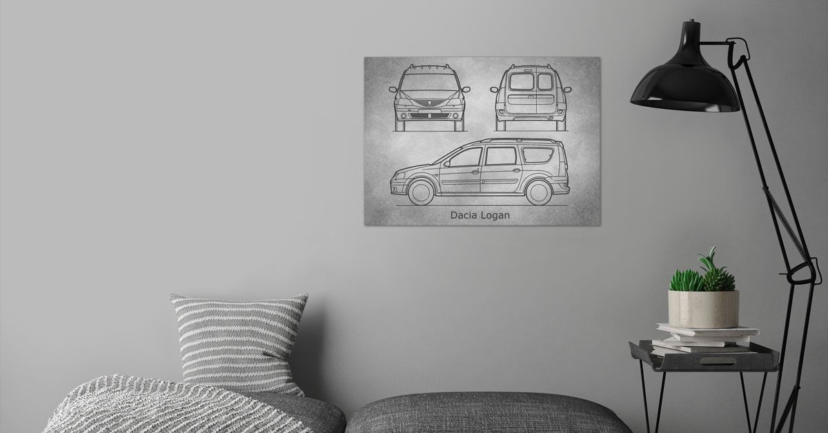 'Dacia Logan 2005 gray old ' Poster by B & W Arts | Displate