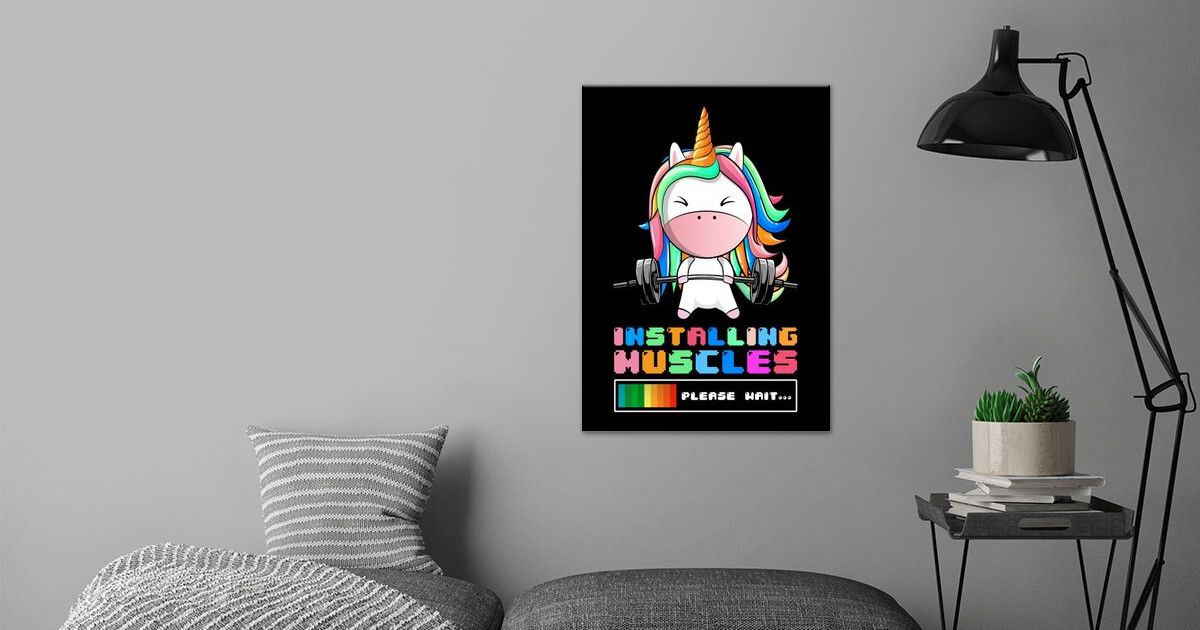 'Unicorn Installing Muscles' Poster by Saphira Design | Displate