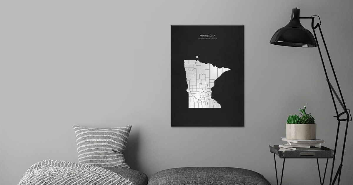 'Silver Minnesota State Map' Poster by METRX | Displate