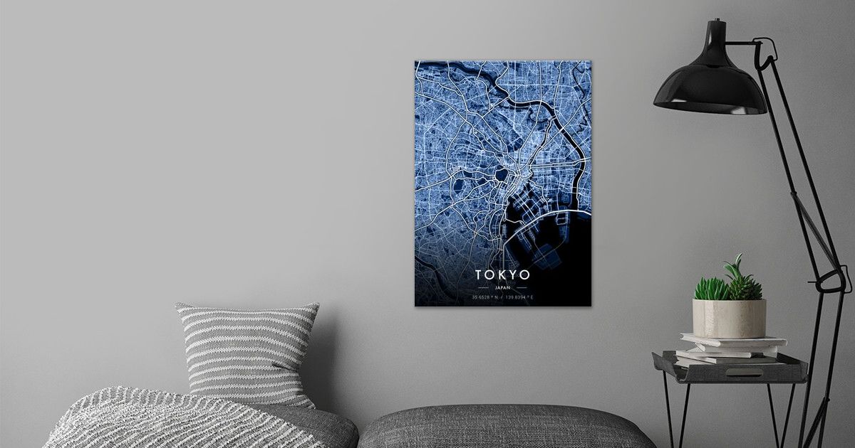 'Tokyo City Map Blueprint' Poster by MVDZ Graphic Design | Displate