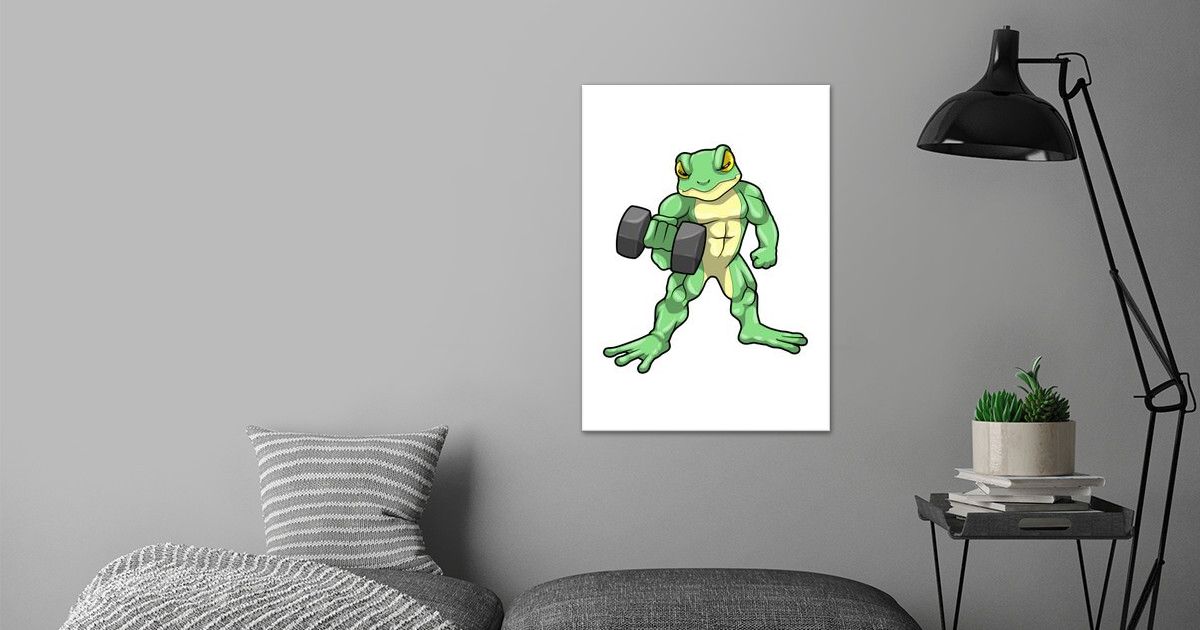 'Frog Bodybuilding Dumbbell' Poster by Markus Schnabel | Displate