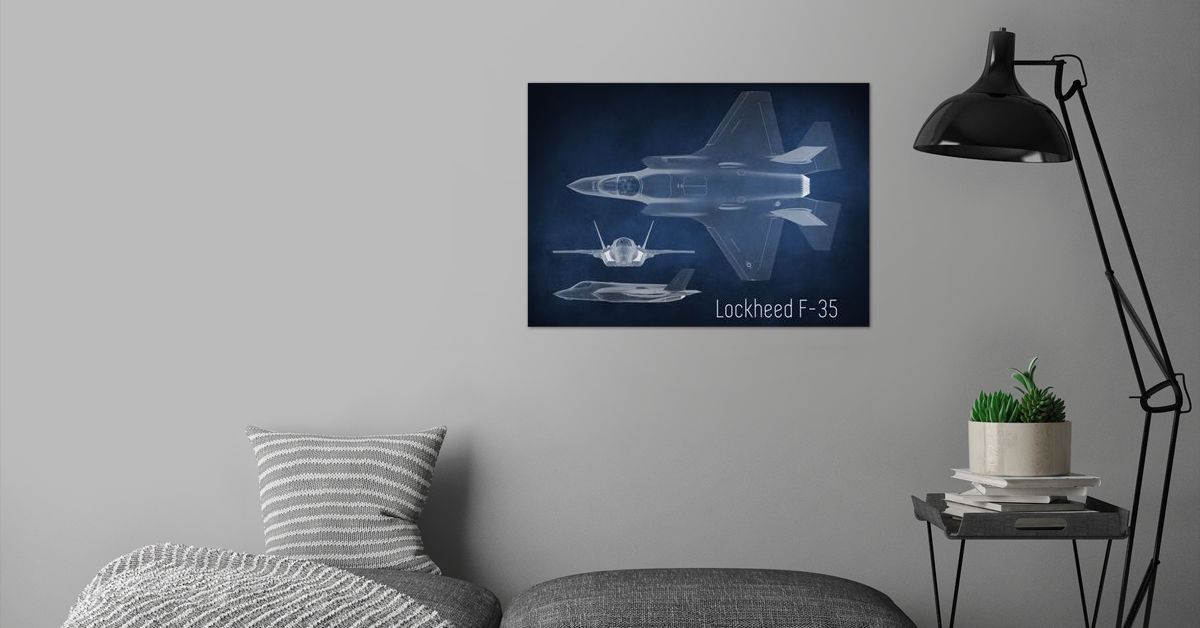 'Lockheed F 35 Blueprint' Poster by The Trackless Road | Displate