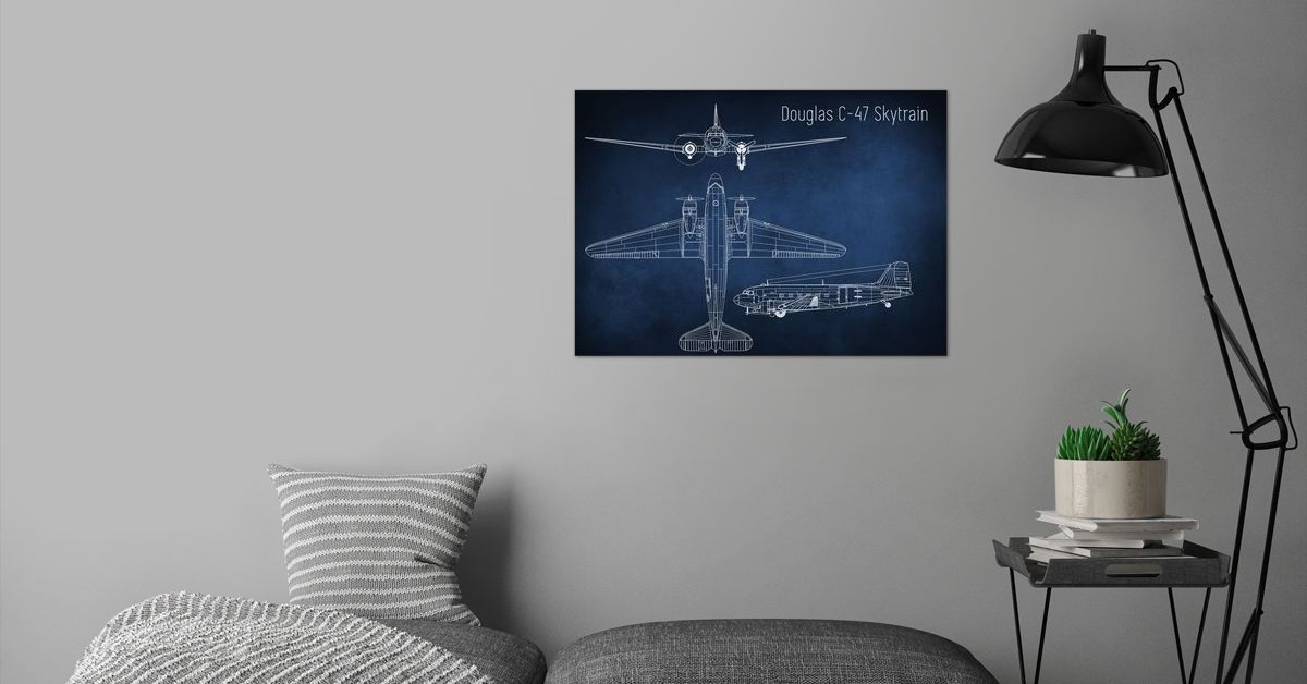 'C47 Skytrain Blueprint' Poster by The Trackless Road | Displate