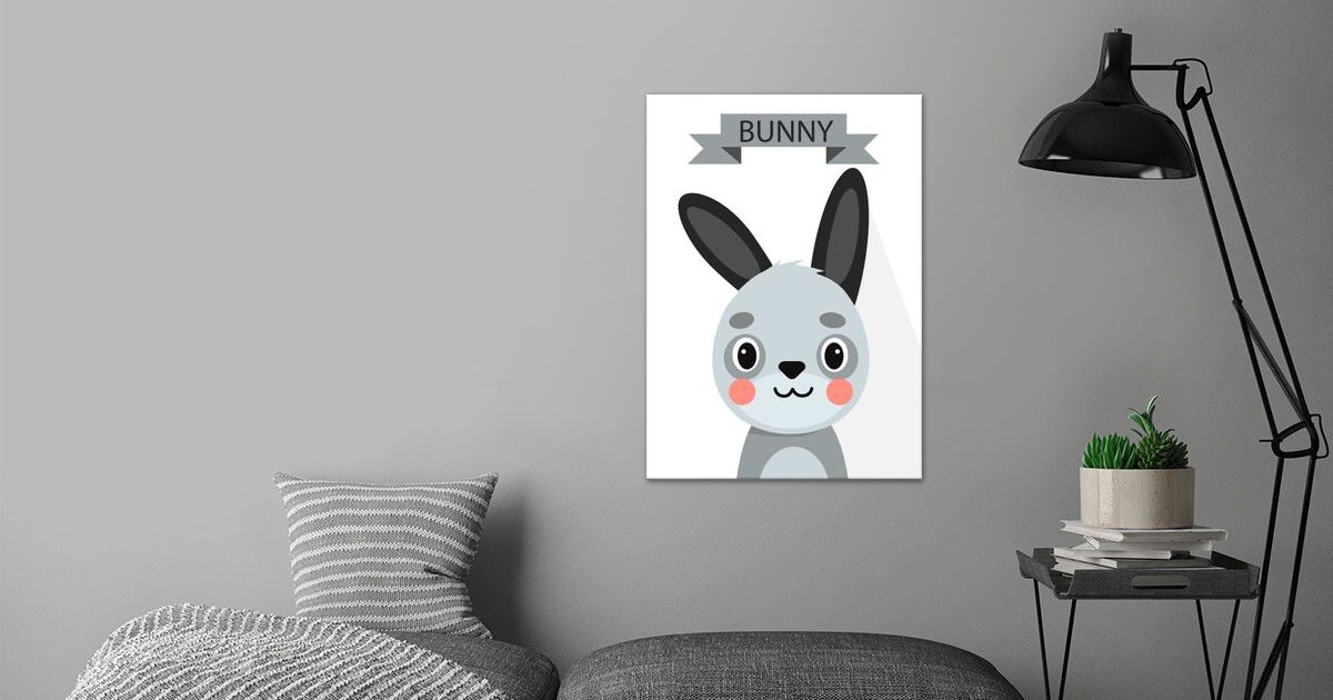 'Cute Bunny Portrait Poster' Poster by vector heroes | Displate
